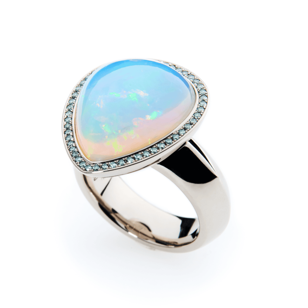 Damenring mit Kristall Opal und Diamanten - Schmuck & Uhren Schweiz